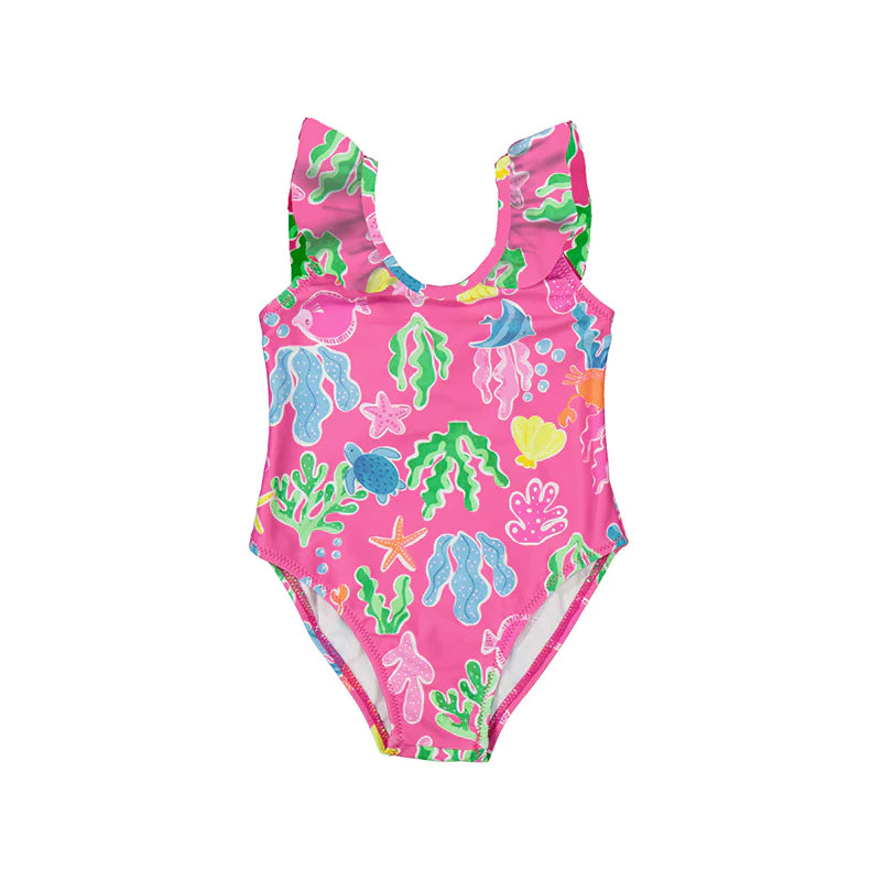 Mayoral Pink Sea Life Ruffled Bathing Suit — Hello Baby & Kids